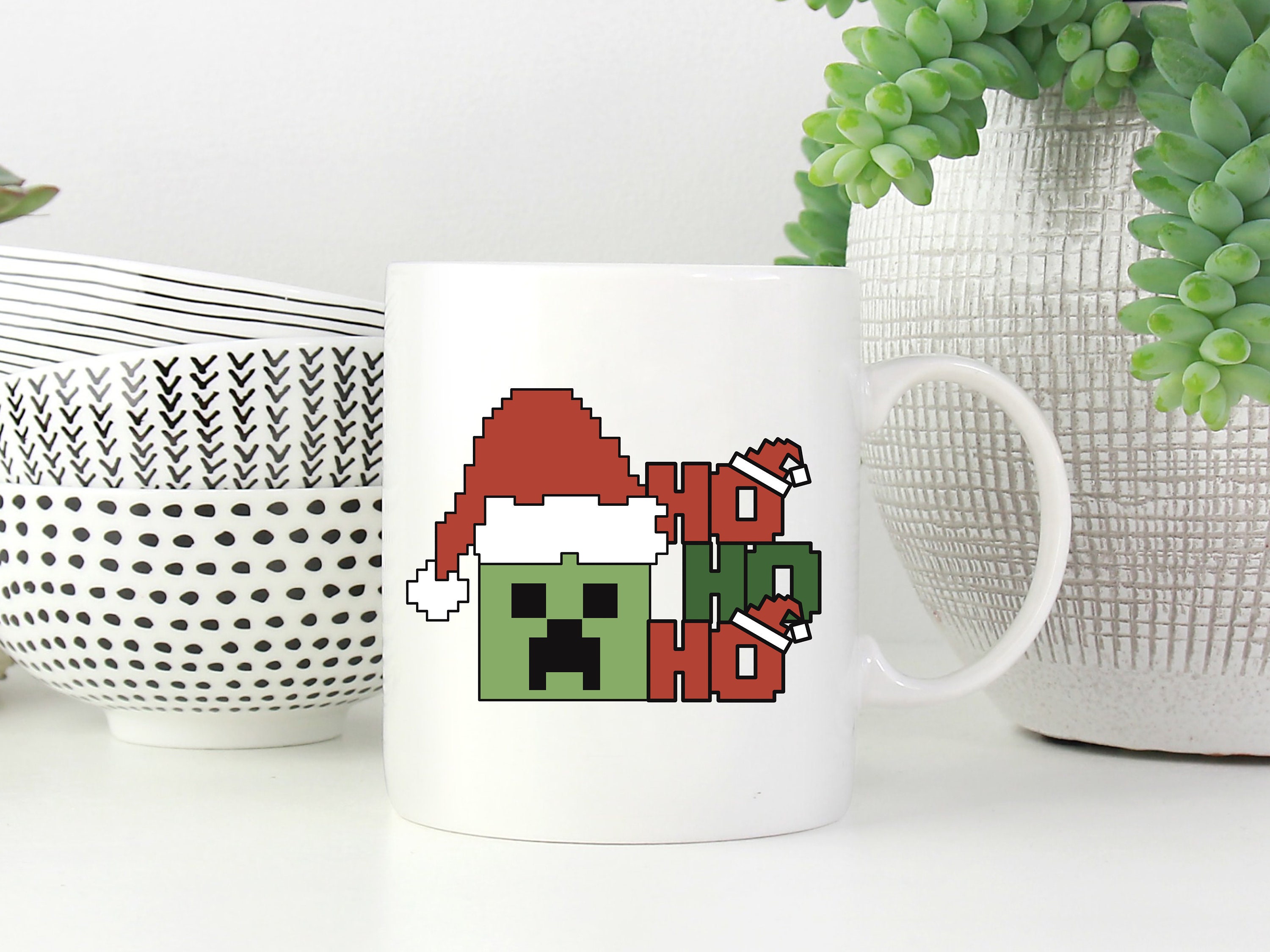 Minec Inspired Christmas PNG, Creeper Santa Block, Ho Ho Ho, Merry ...