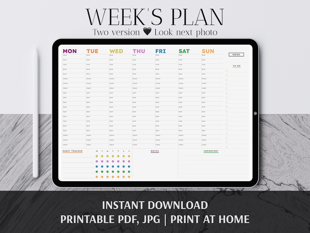 A4 This Weekly Planner | This Week | Desk Planner With Habit Tracker ...
