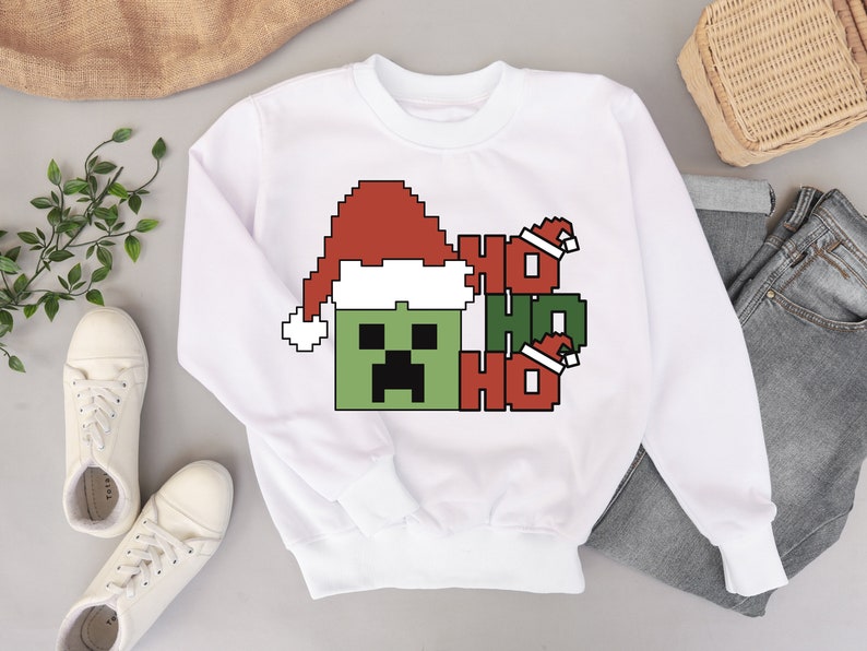 Minec Inspired Christmas PNG, Creeper Santa Block, Ho Ho Ho, Merry ...