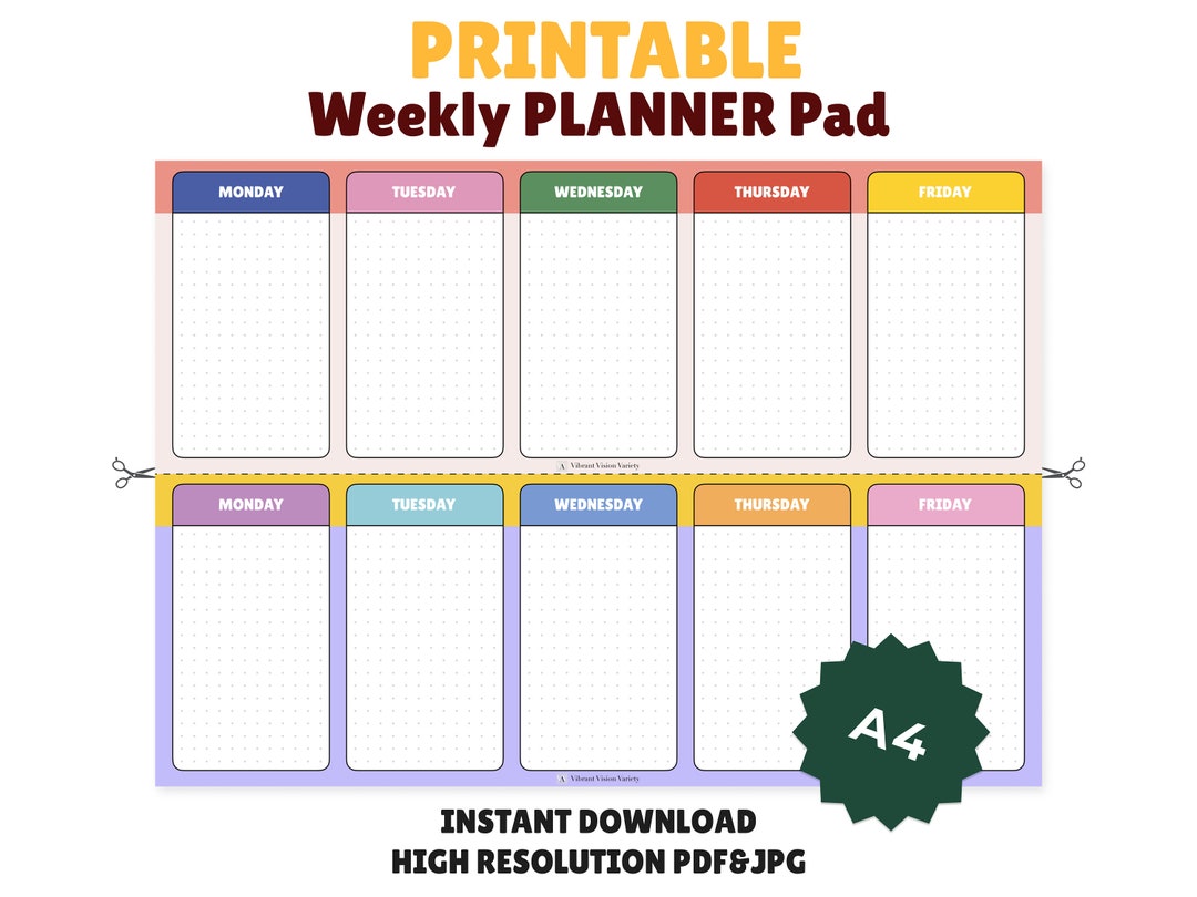 Weekly Keyboard Planner Pad Desk Planner | Weekly Notepad | Todo List ...