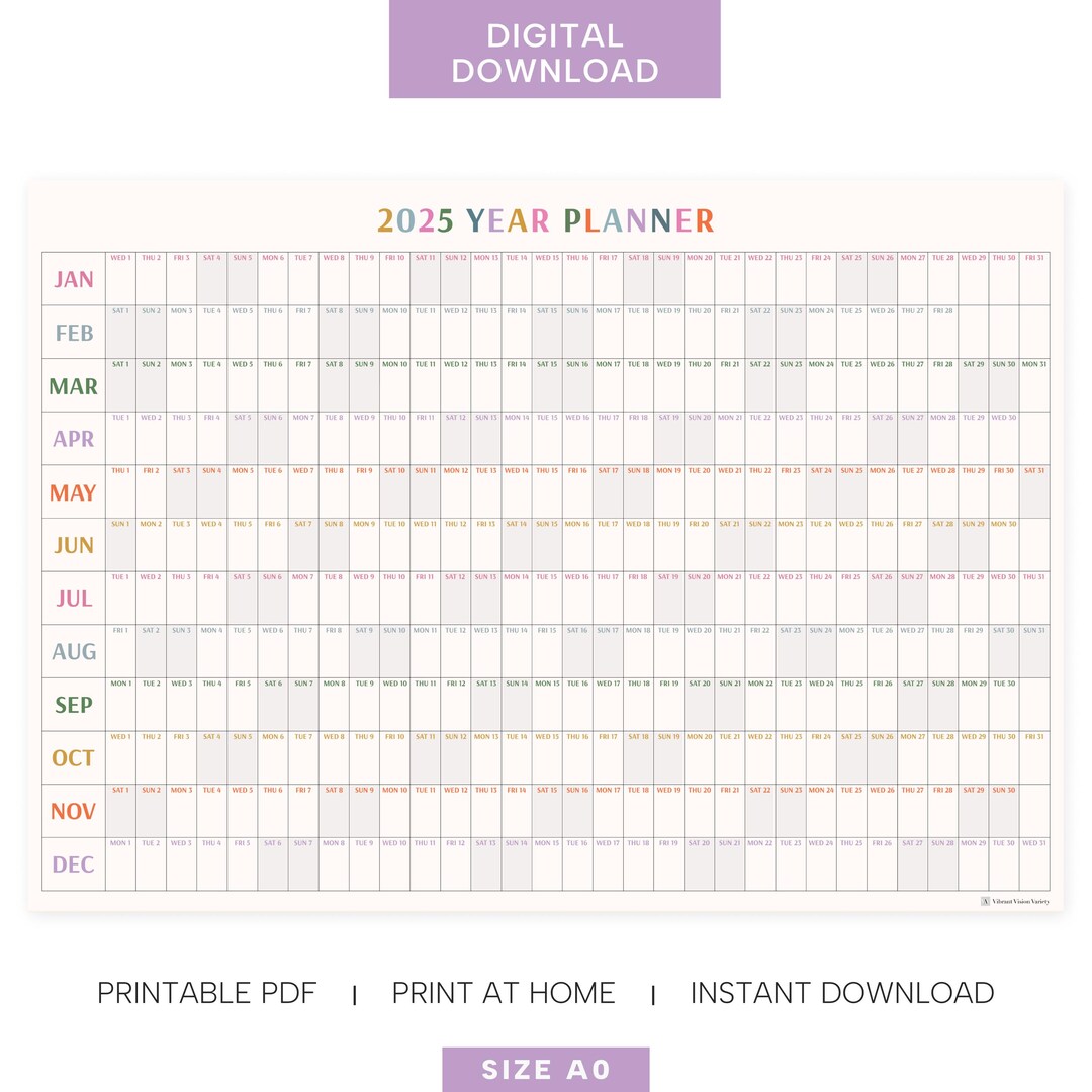 Giant 2025 Wall Calendar, 2025 Wall Planner, Annual Planner, Yearly ...