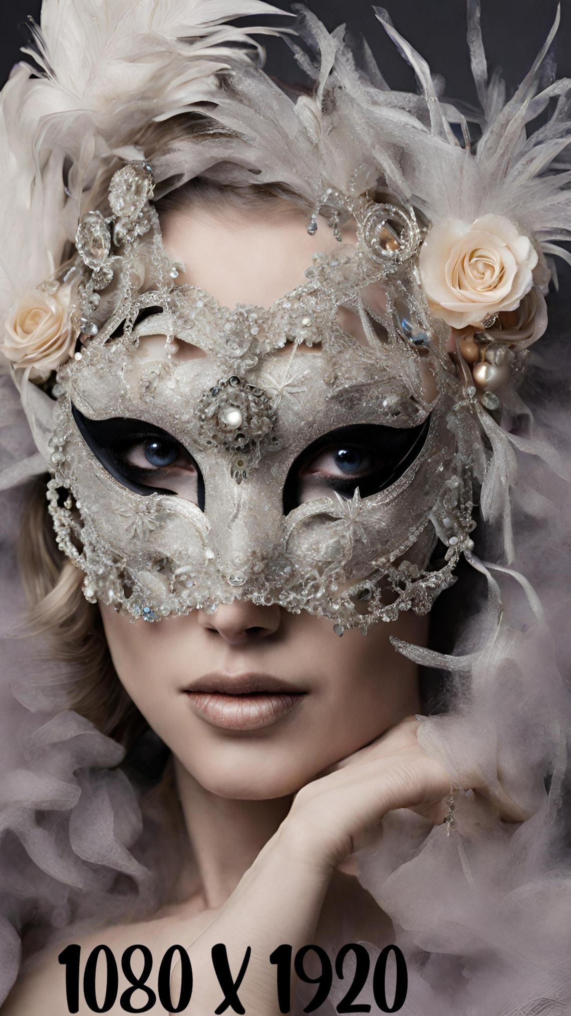5 Masquerade Masks and Silver Spheres - Digital Wallpaper Collection - Etsy