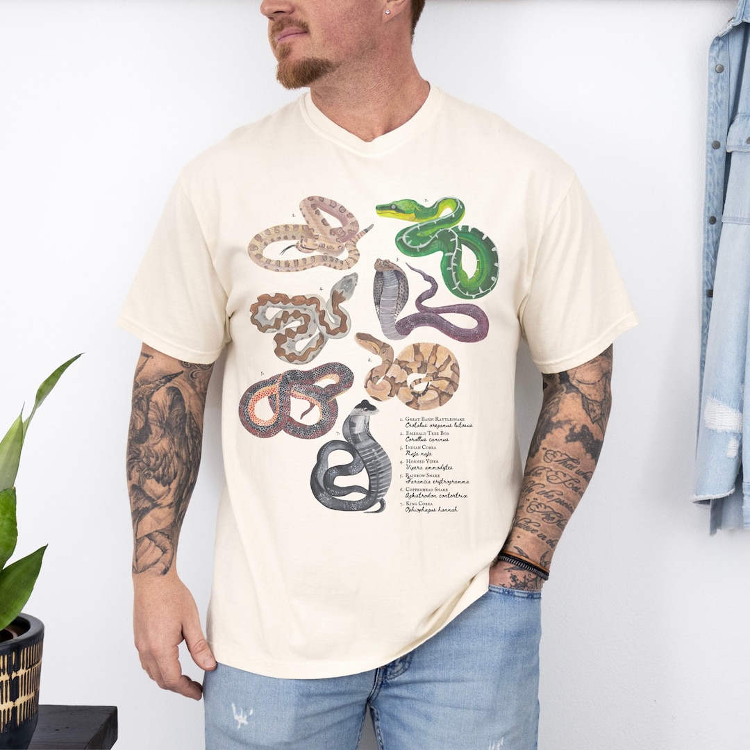 Types of Snake Shirt for Men Snake Lover Tee Reptile Shirt Snake ...