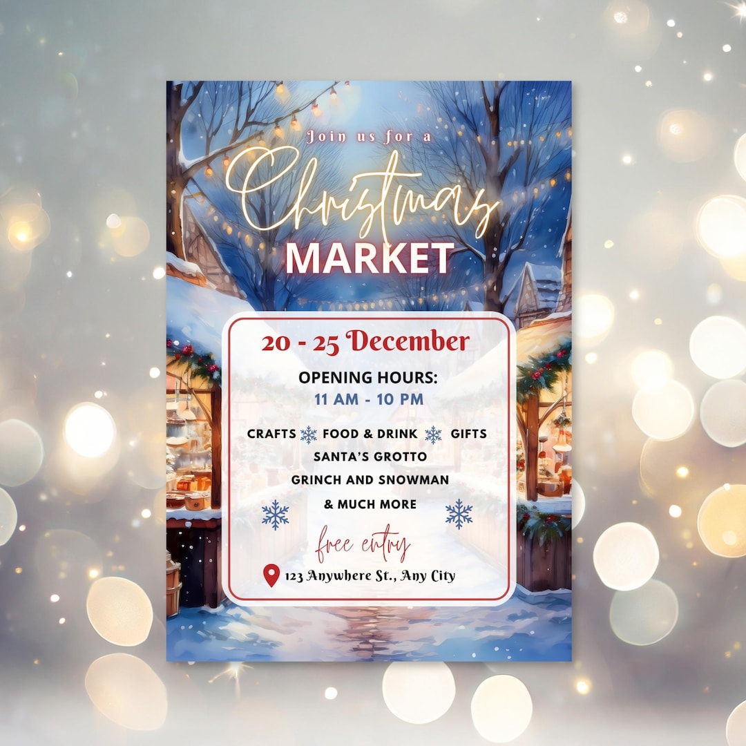 Editable Christmas Market Template, Festive Christmas Market Flyer ...