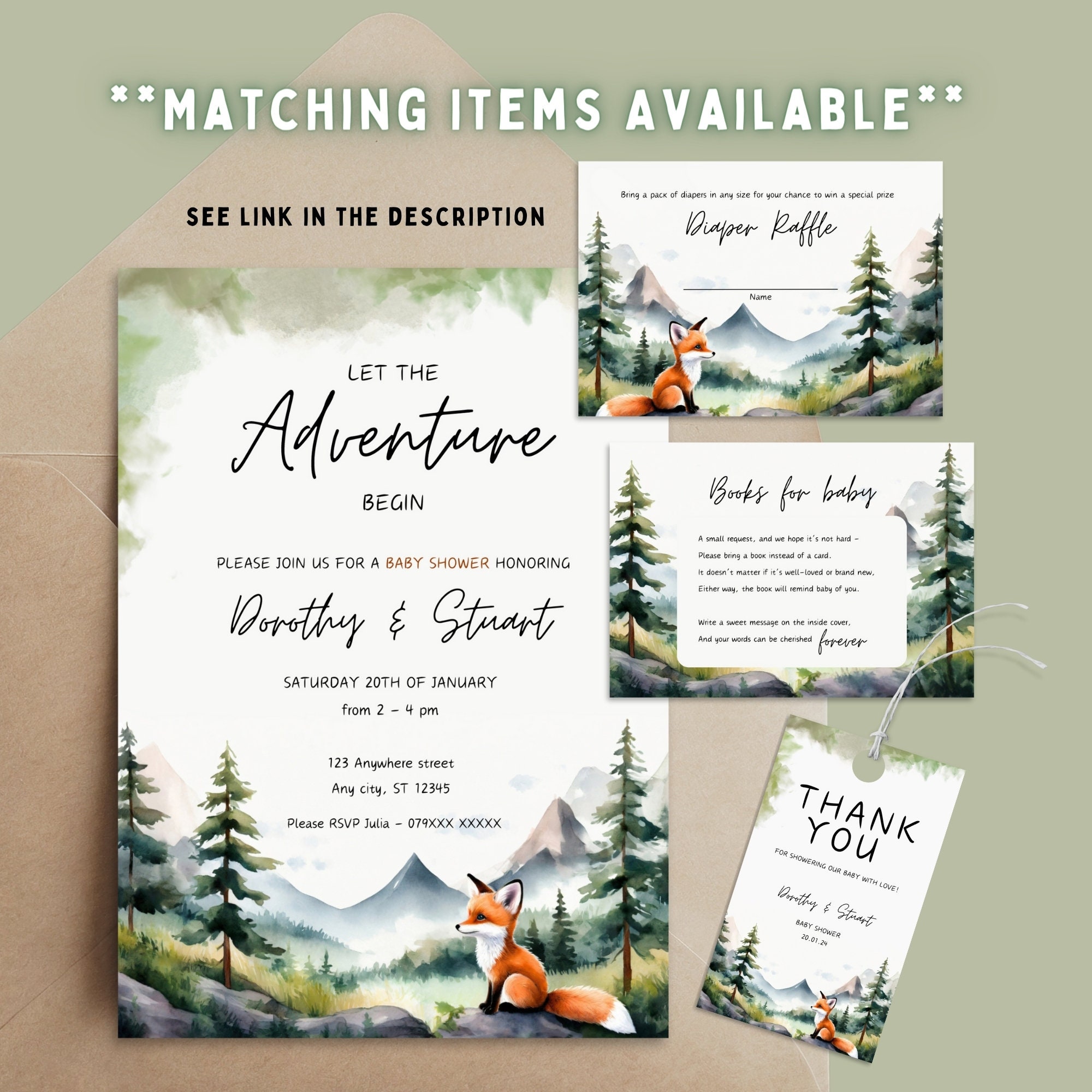 Baby Shower Menu, Fox Baby Shower Menu, Editable Digital Download ...