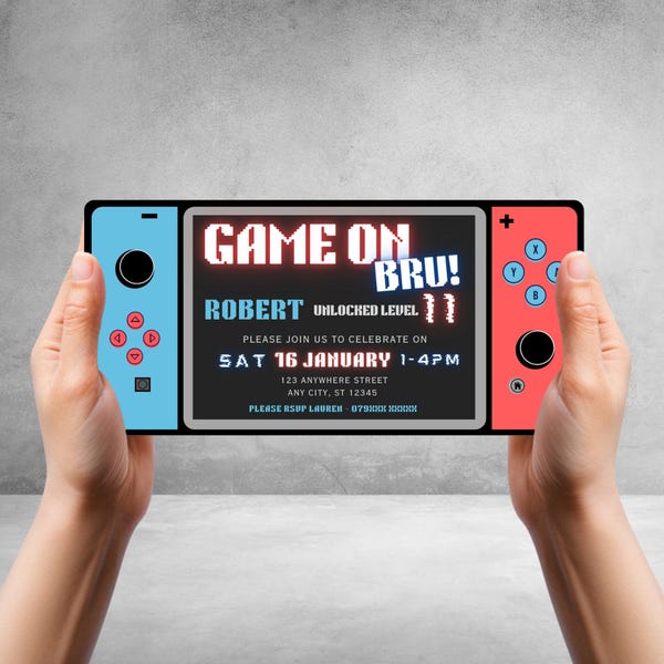 Nintendo Switch Invitation - Etsy