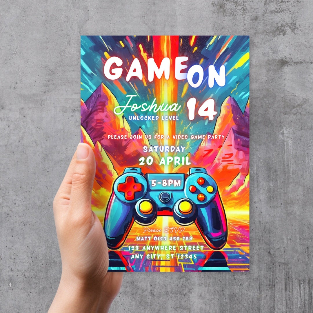 Gaming Invitation, Editable Video Game Invitation, Gaming Party Invite ...
