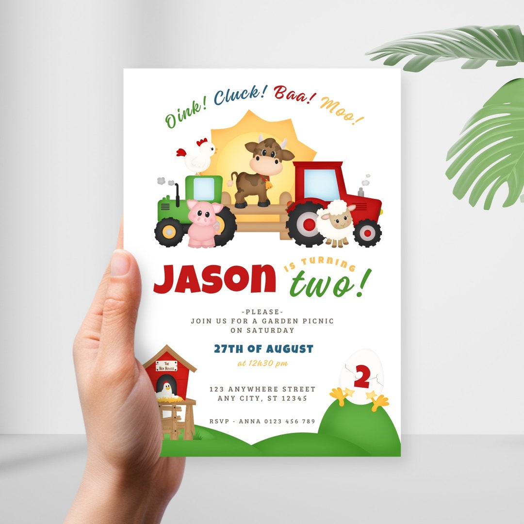 Barnyard Birthday Invite Cute Farm Animal Invitation Editable Farm ...