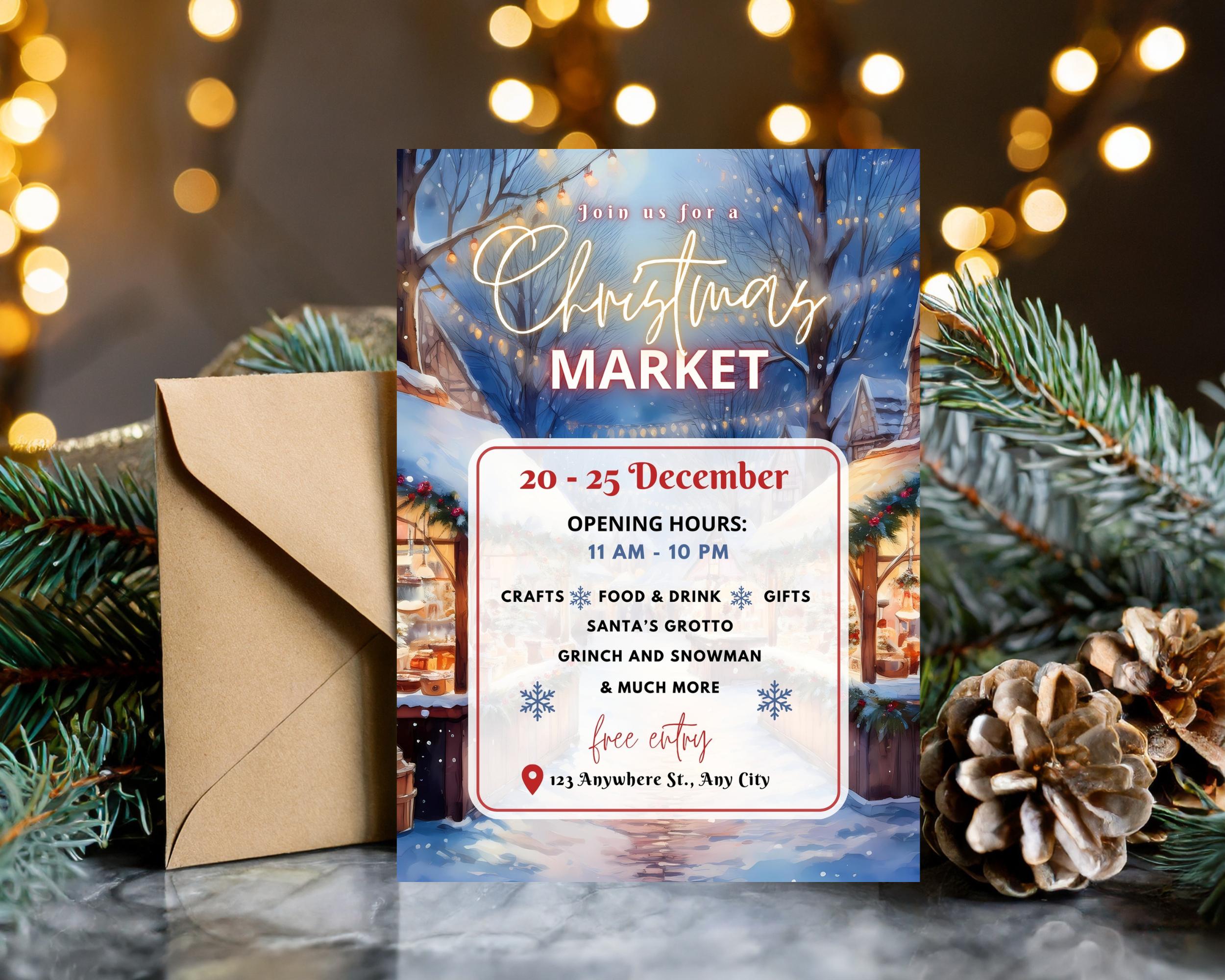 Editable Christmas Market Template, Festive Christmas Market Flyer ...