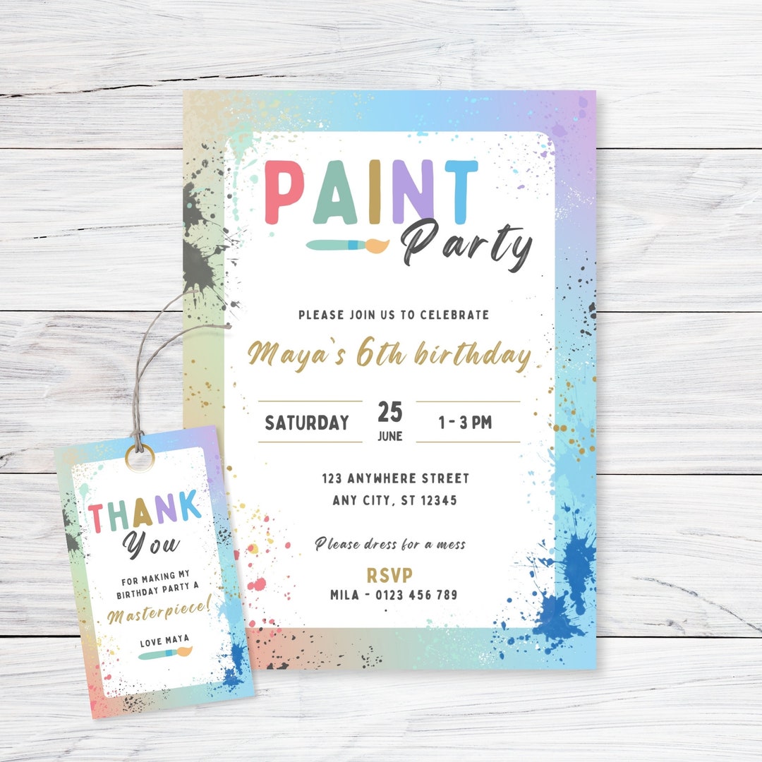 Paint Party Invitation, Editable Art Template, Craft Party Invite, Let ...