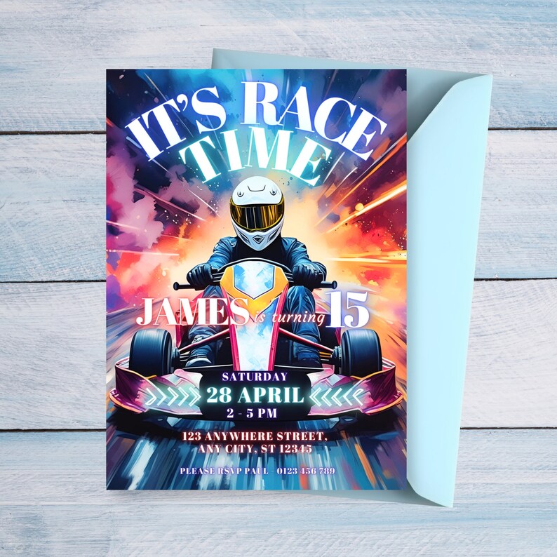 Go Kart Invitation, Go Kart Birthday Invitation Template, Go Karting ...