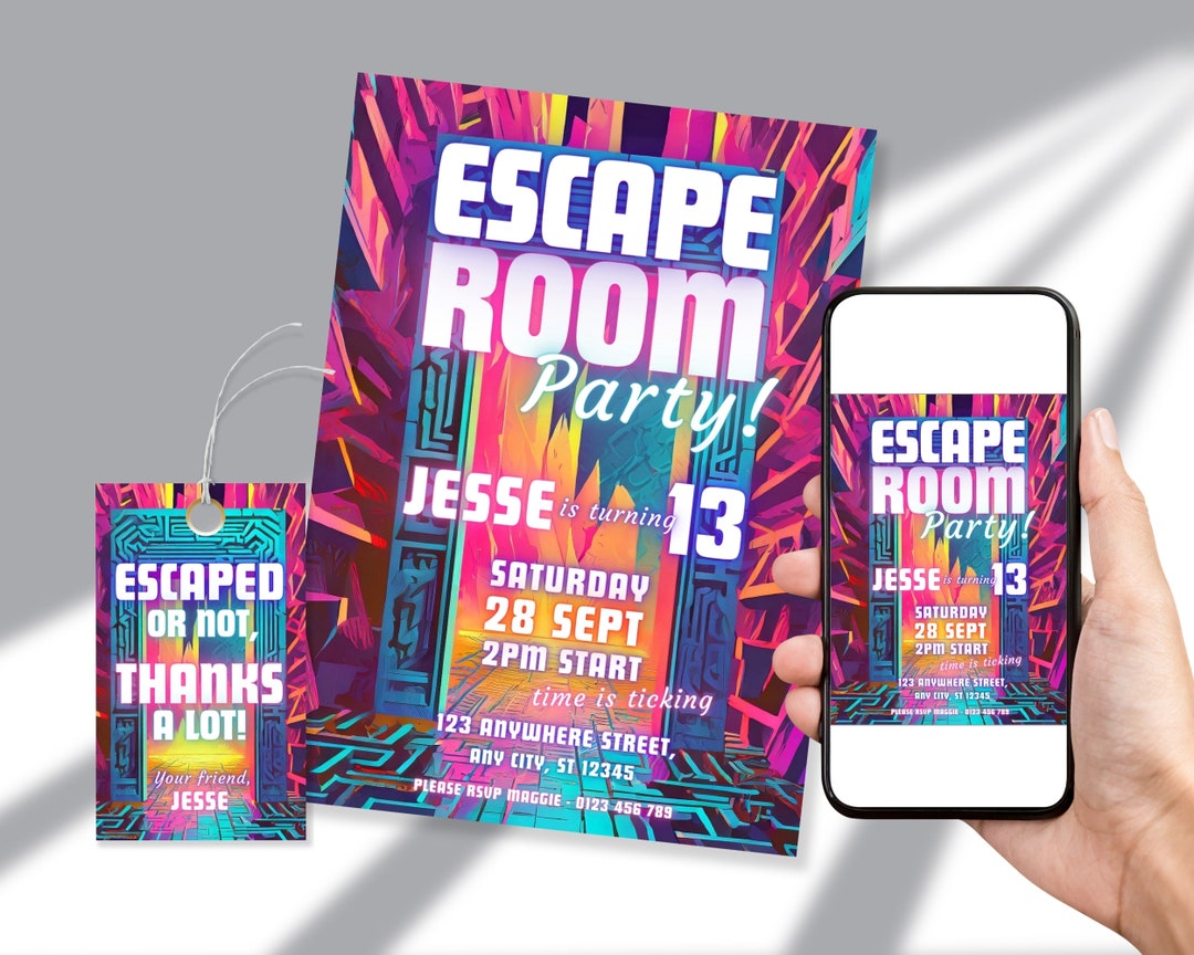 Escape Room Invitation, Editable Girl Escape Room Birthday Party ...
