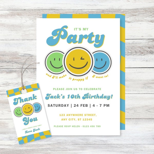 Preppy Smiley Face Birthday - Etsy