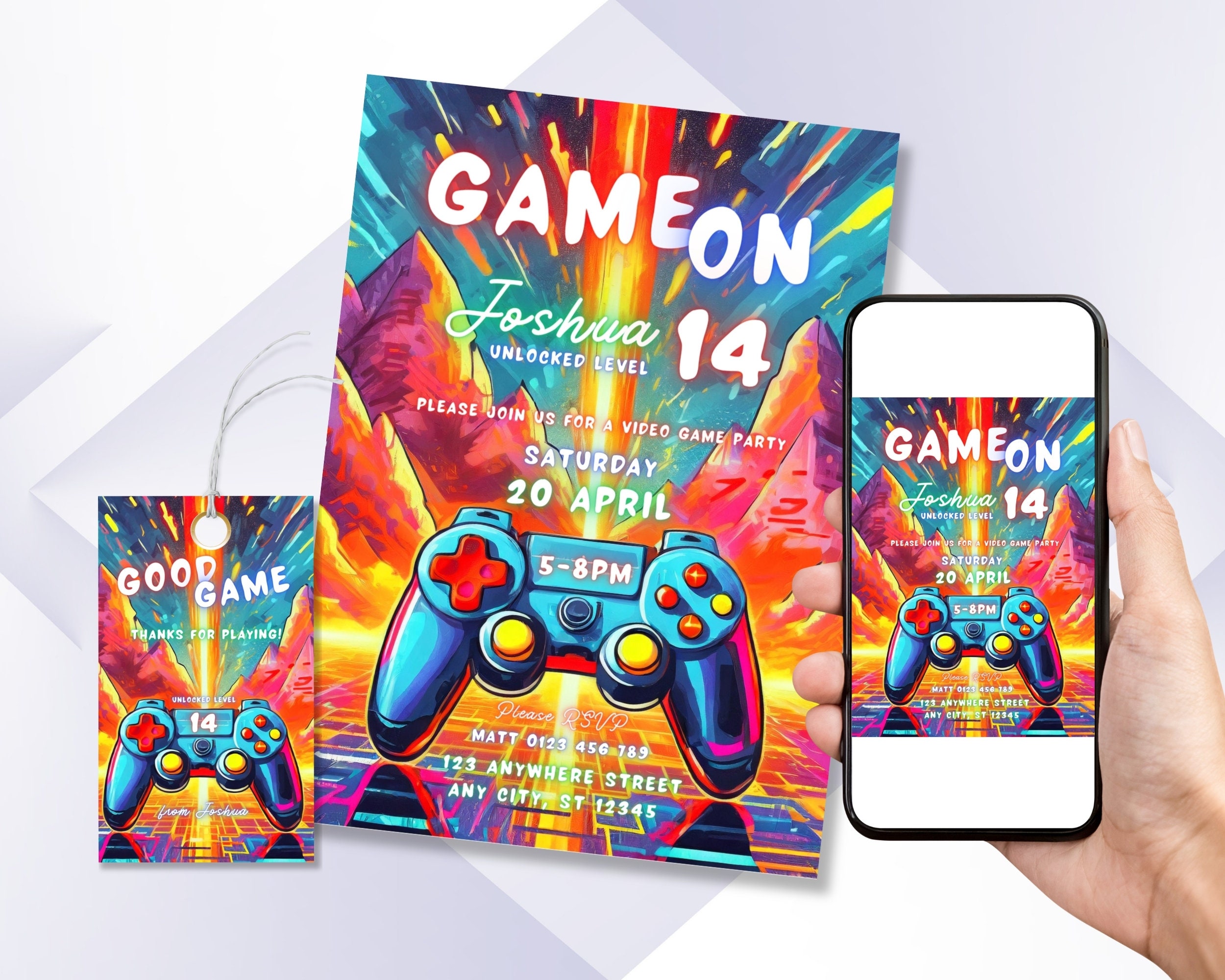 Gaming Invitation, Editable Video Game Invitation, Gaming Party Invite ...