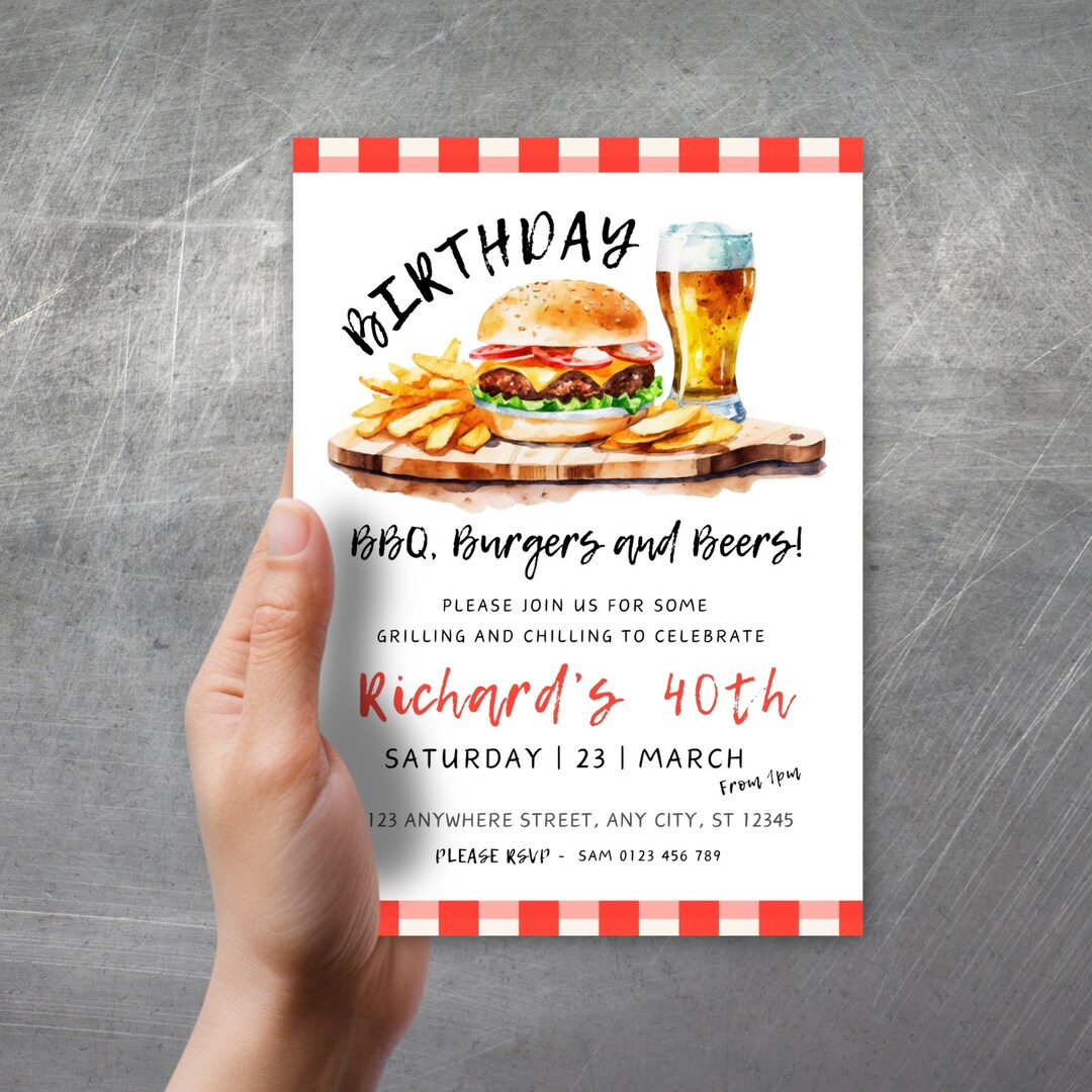BBQ Invitation, Editable Barbeque Birthday Invitation Template ...