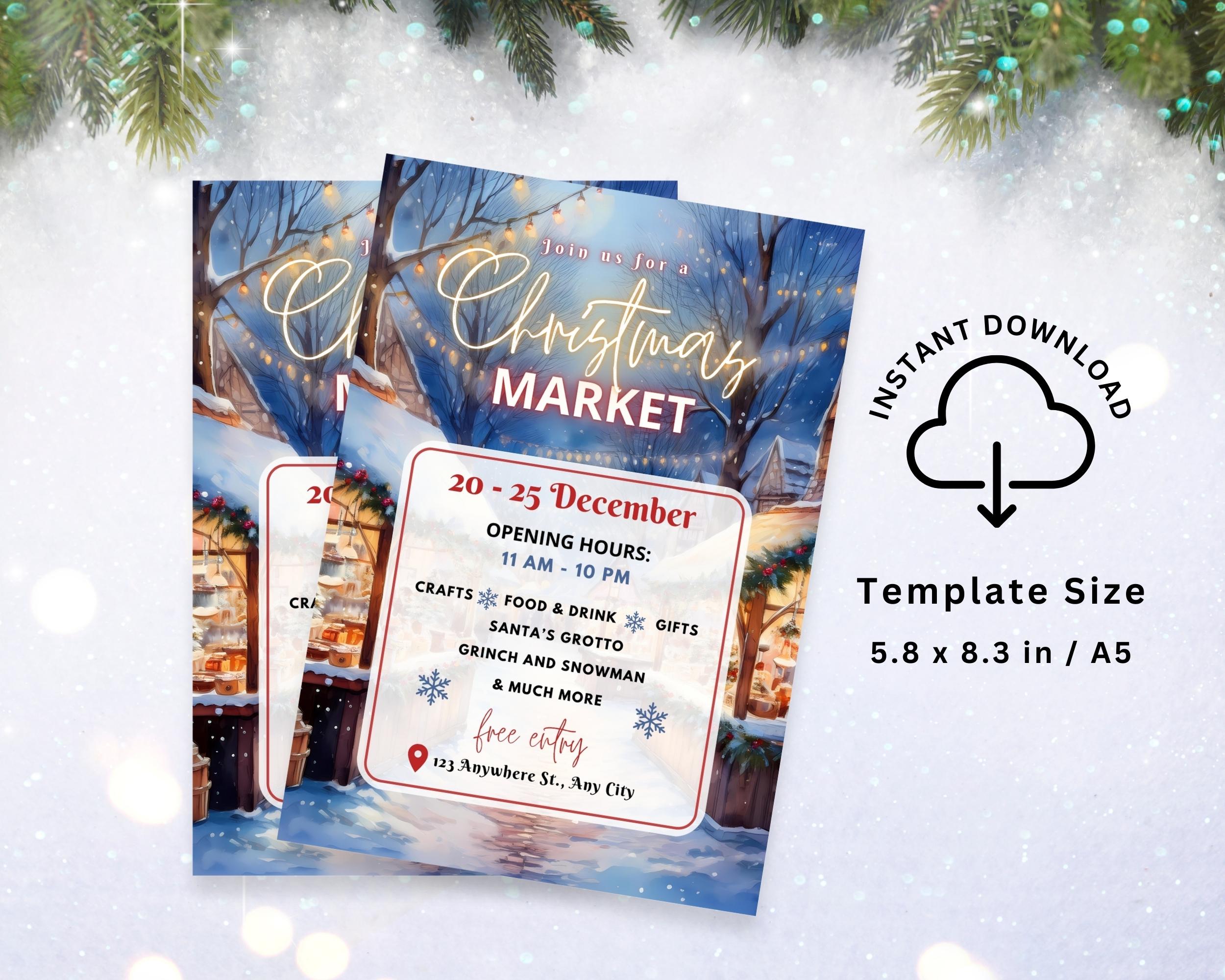 Editable Christmas Market Template, Festive Christmas Market Flyer ...