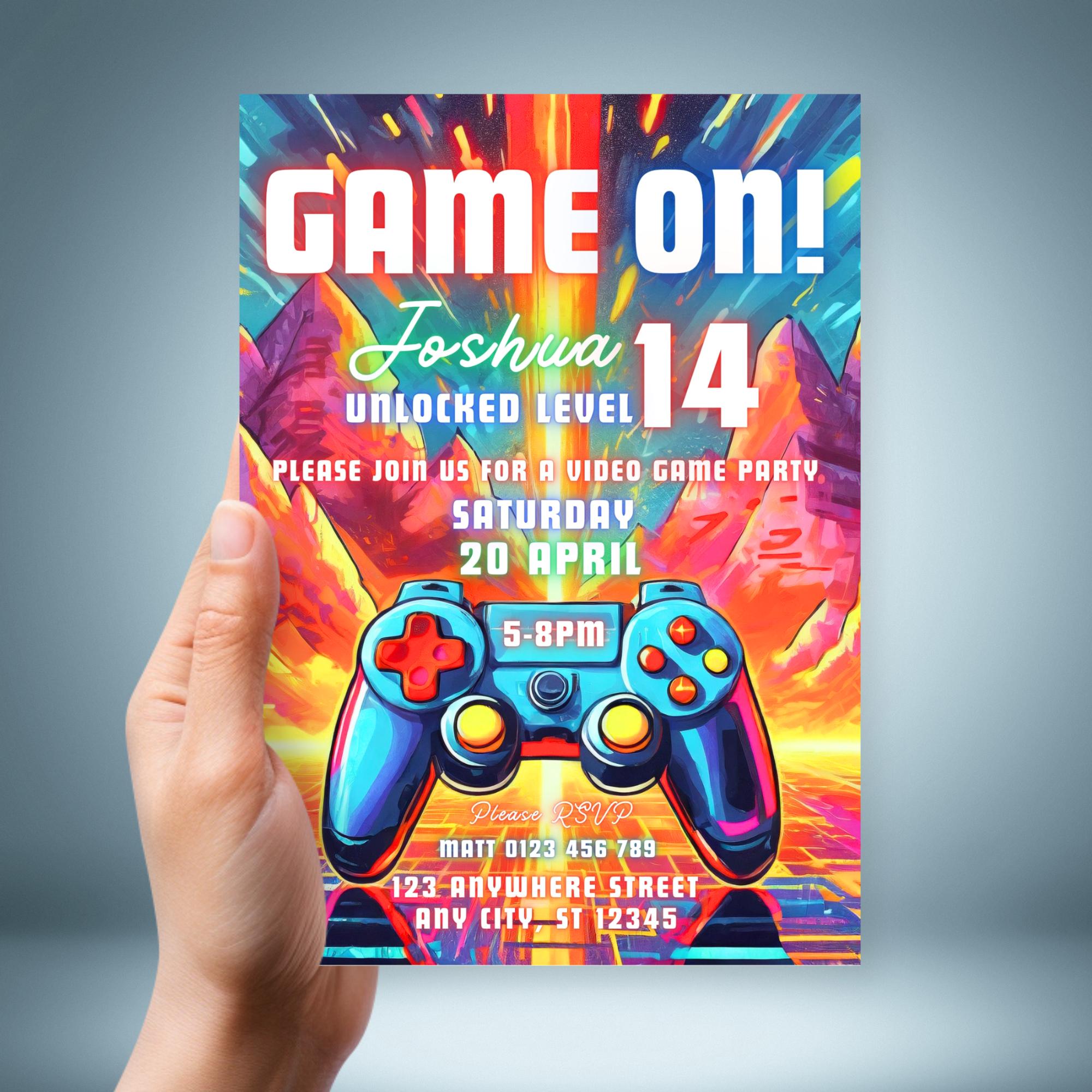 Gaming Invitation, Editable Video Game Invitation, Gaming Party Invite ...