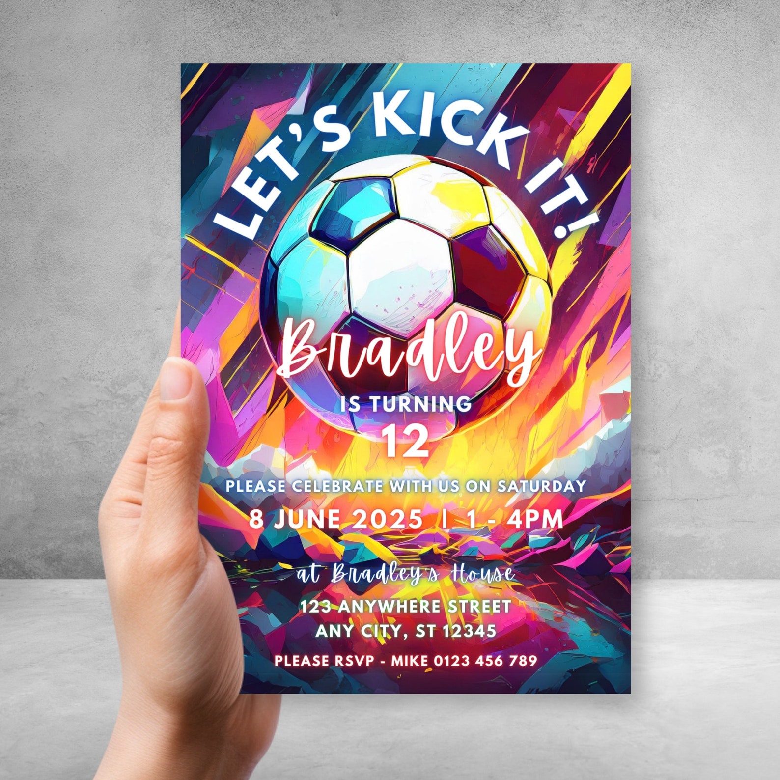 Soccer Invitation, Football Birthday Invitation, Let's Kick It Retro ...