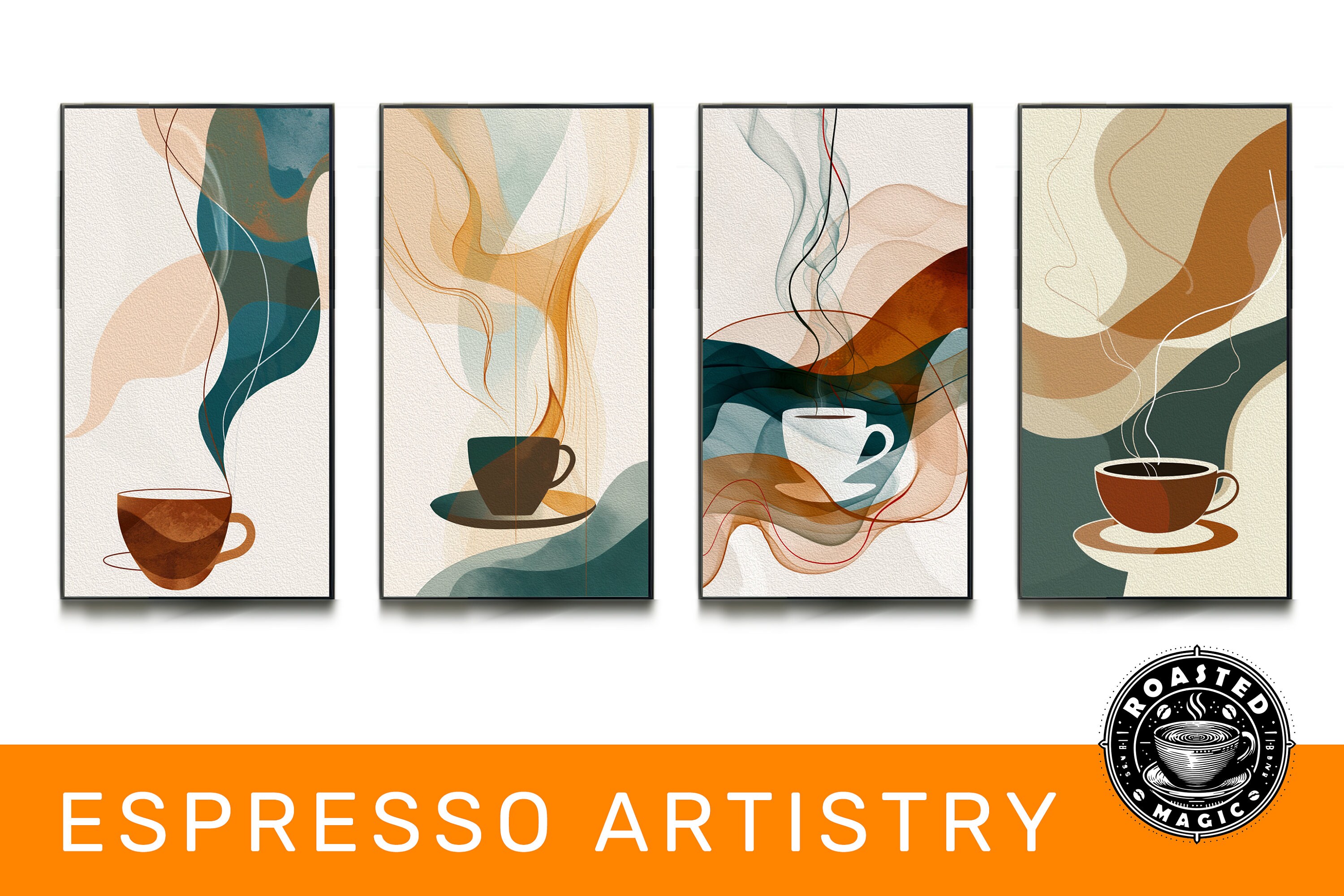 Coffee Abstract Art Collection A Set of 4 Poster Print Printable Wall ...