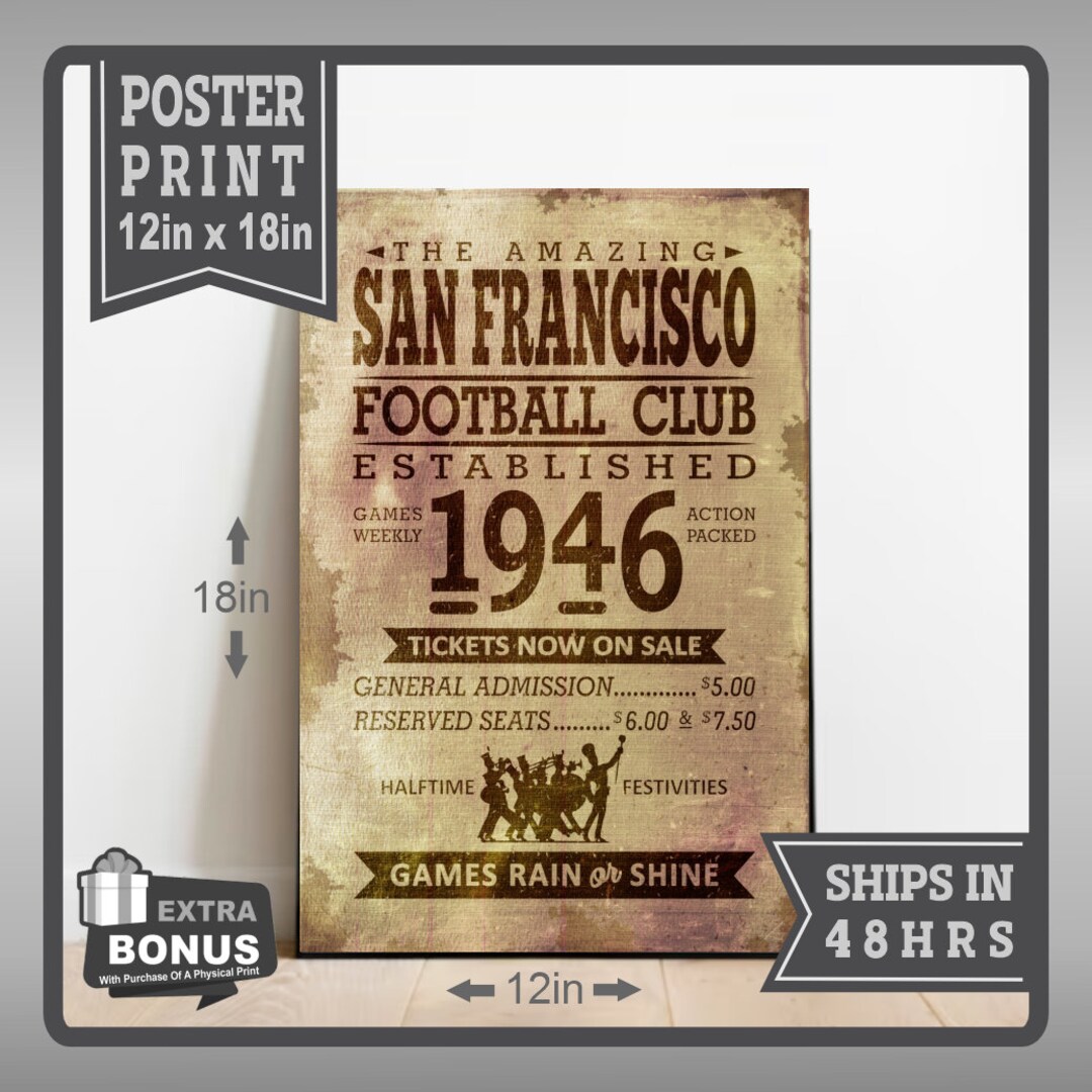 San Francisco 49ers Print 49ers Poster San Francisco 49ers Wall Decor ...