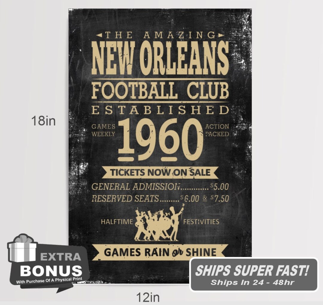 New Orleans Saints Poster New Orleans Saints Print Saints Wall Decor ...