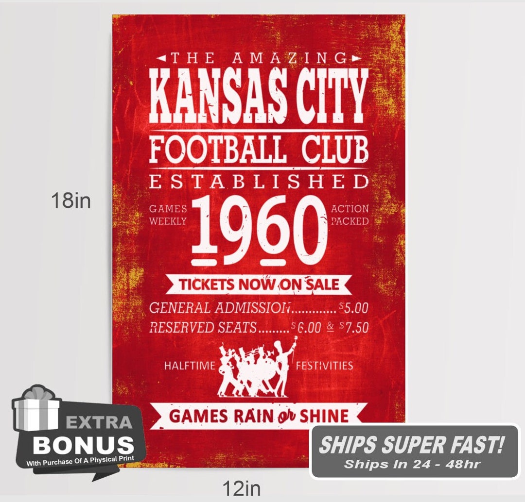 Kansas City Chiefs Poster Chiefs Print Chiefs Wall Decor Kansas City ...