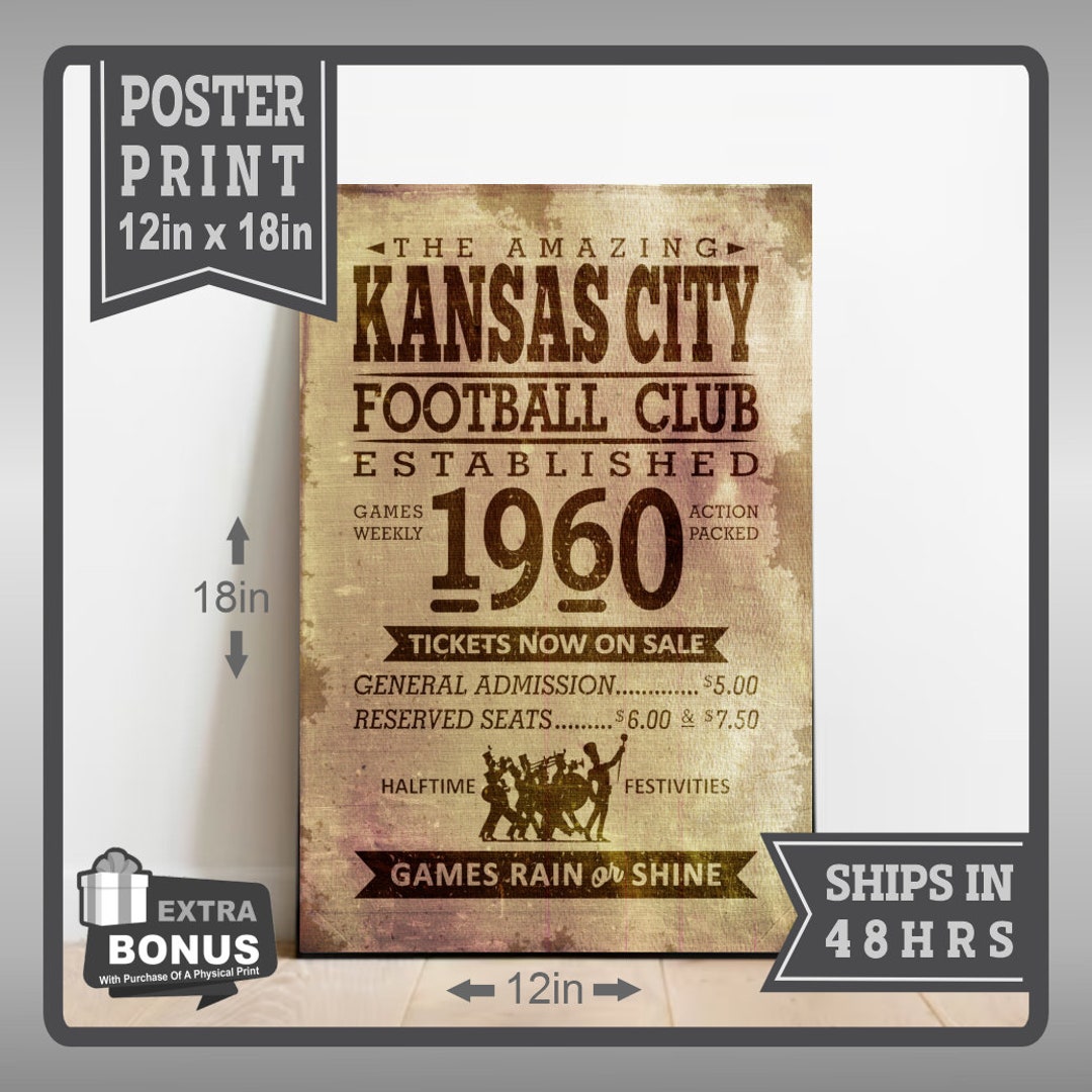 Kansas City Chiefs Print Chiefs Poster KC Chiefs Wall Decor Kansas City ...