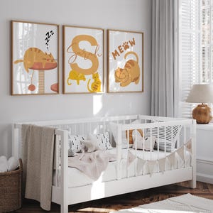 Personalized Cat Wall Art for Kids Room | Custom Name Cat Themed Decor ...