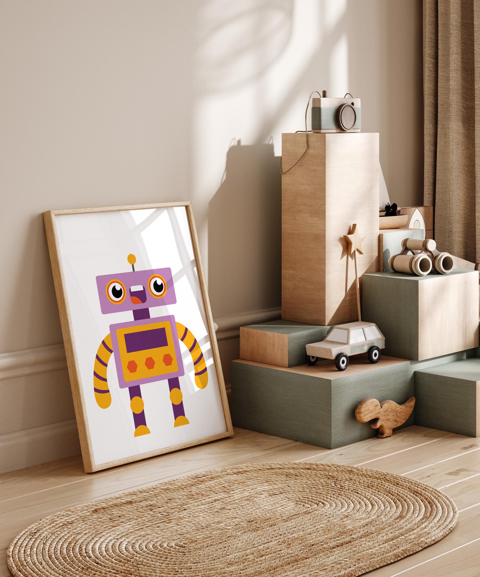 Robot Themed Wall Art for Boys' Room – Personalized Digital Prints With ...