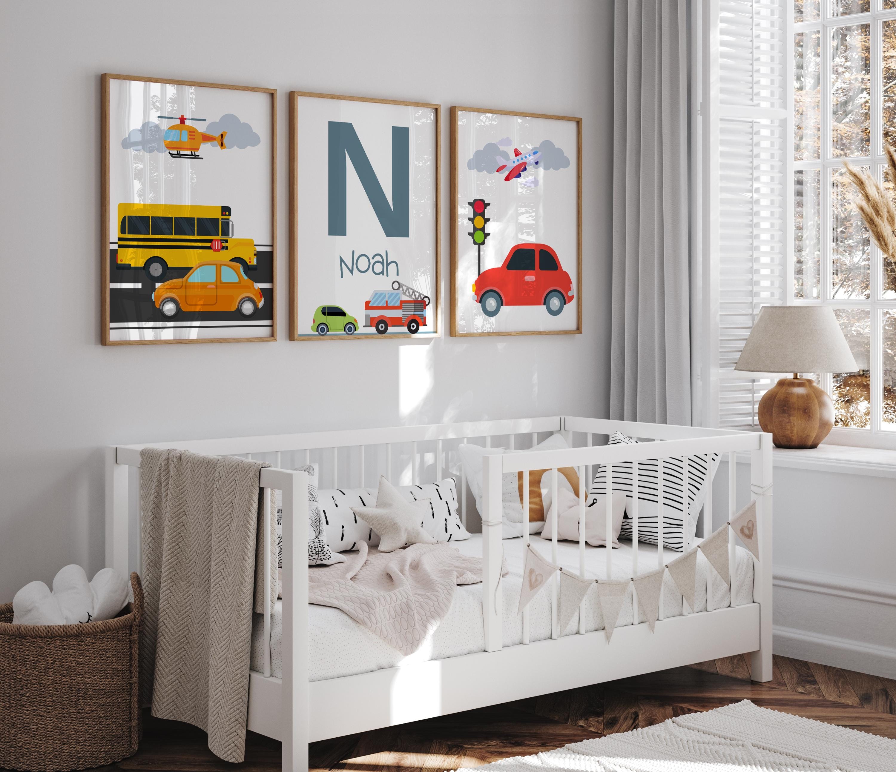 Personalized Set of 3 Car Nursery Decor, Car Babyboy Room Decor, Car ...