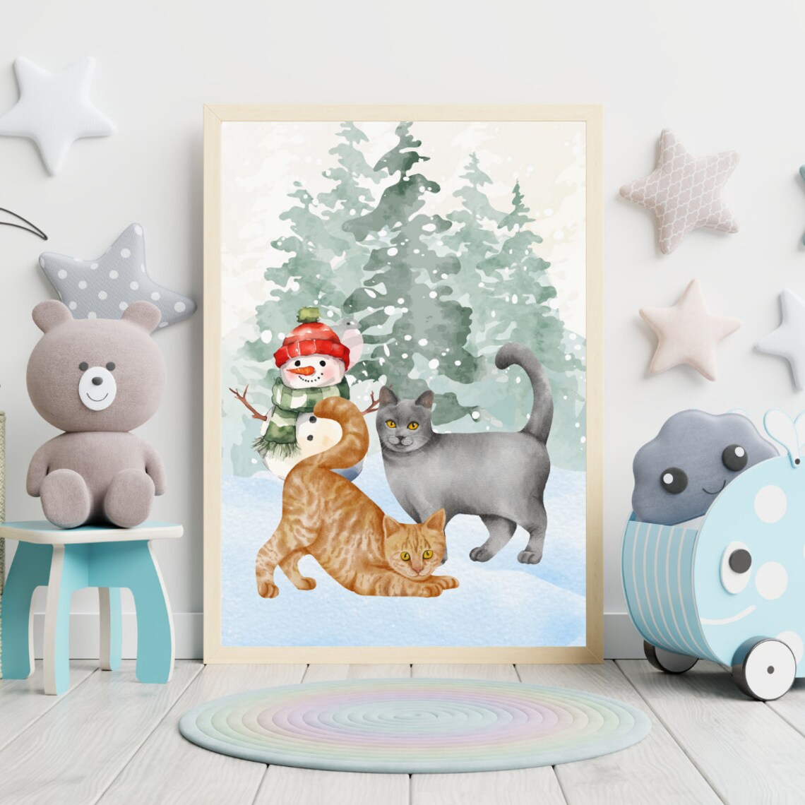 Personalized Kids Room Decoration, Personalized Cat Digital Print, Name ...