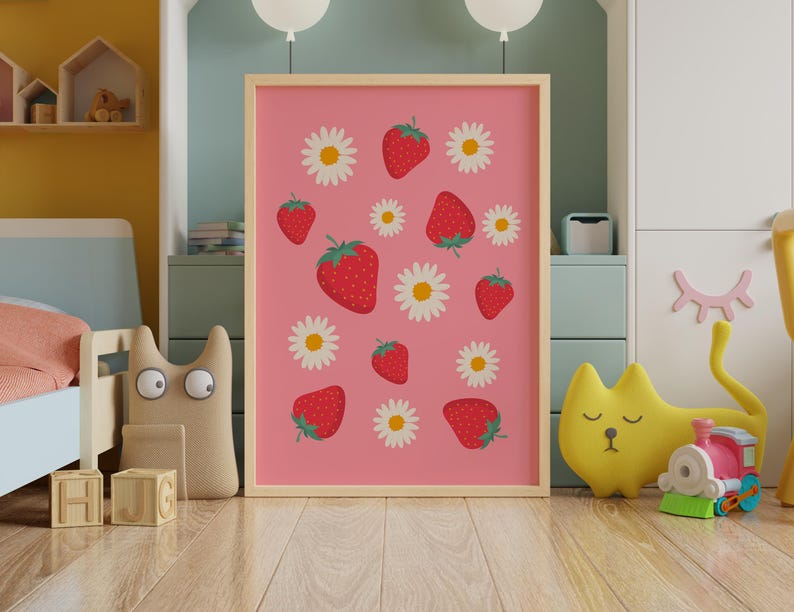 Personalized Strawberry Dreams Trio for Girl's Room | Customizable ...