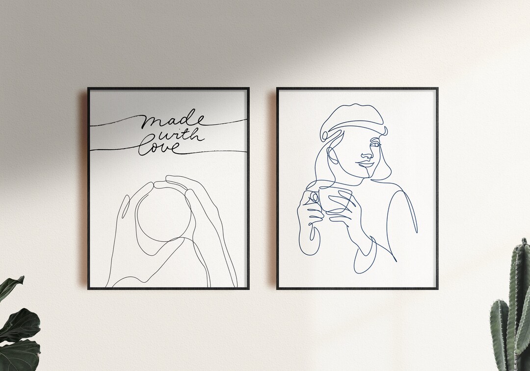 Coffee Line Wall Art, Cafe Line Wall Art, Made With Love Wall Art ...