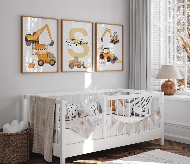 Construction Truck Wall Art for Boys’ Room – Personalized Decor With ...