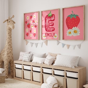 Personalized Strawberry Dreams Trio for Girl's Room | Customizable ...