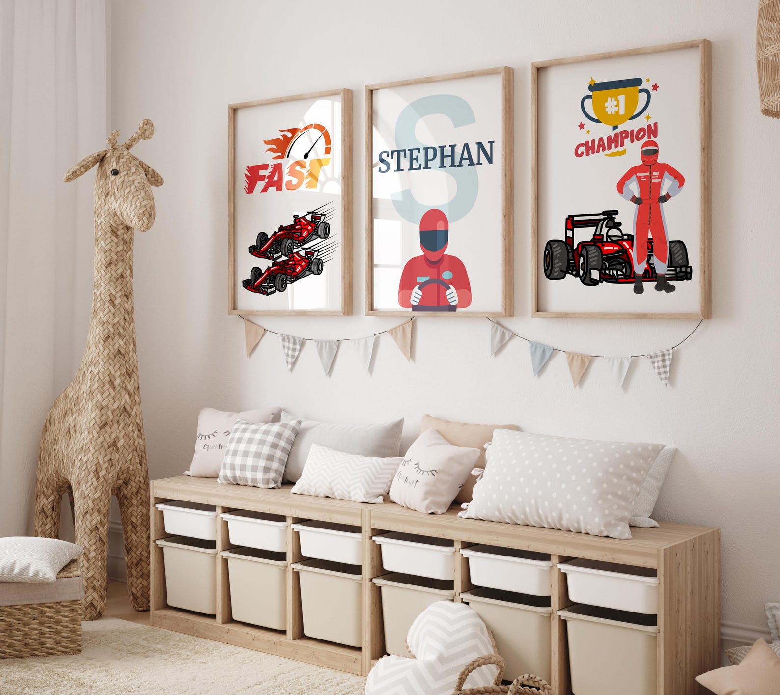 Formula 1 Wall Art for Boys Room, Personalized F1 Racing Car Prints ...