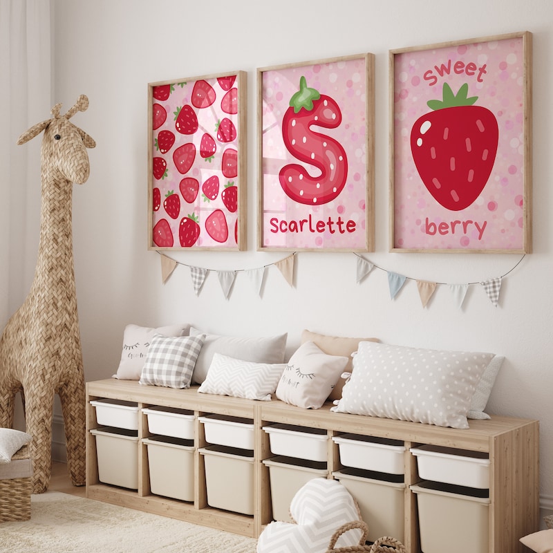 Strawberry Name Poster - Etsy UK