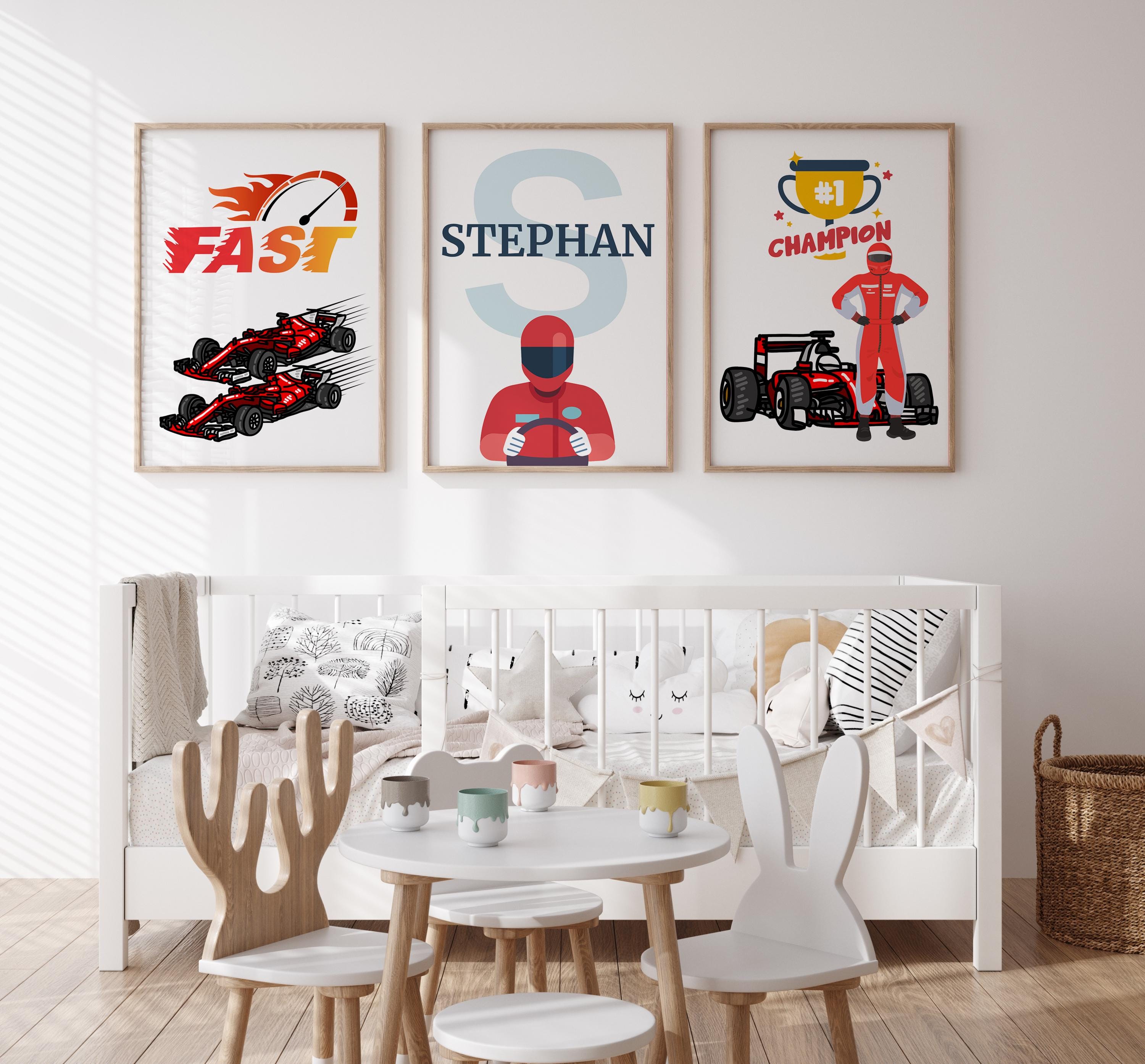 Formula 1 Wall Art for Boys Room, Personalized F1 Racing Car Prints ...