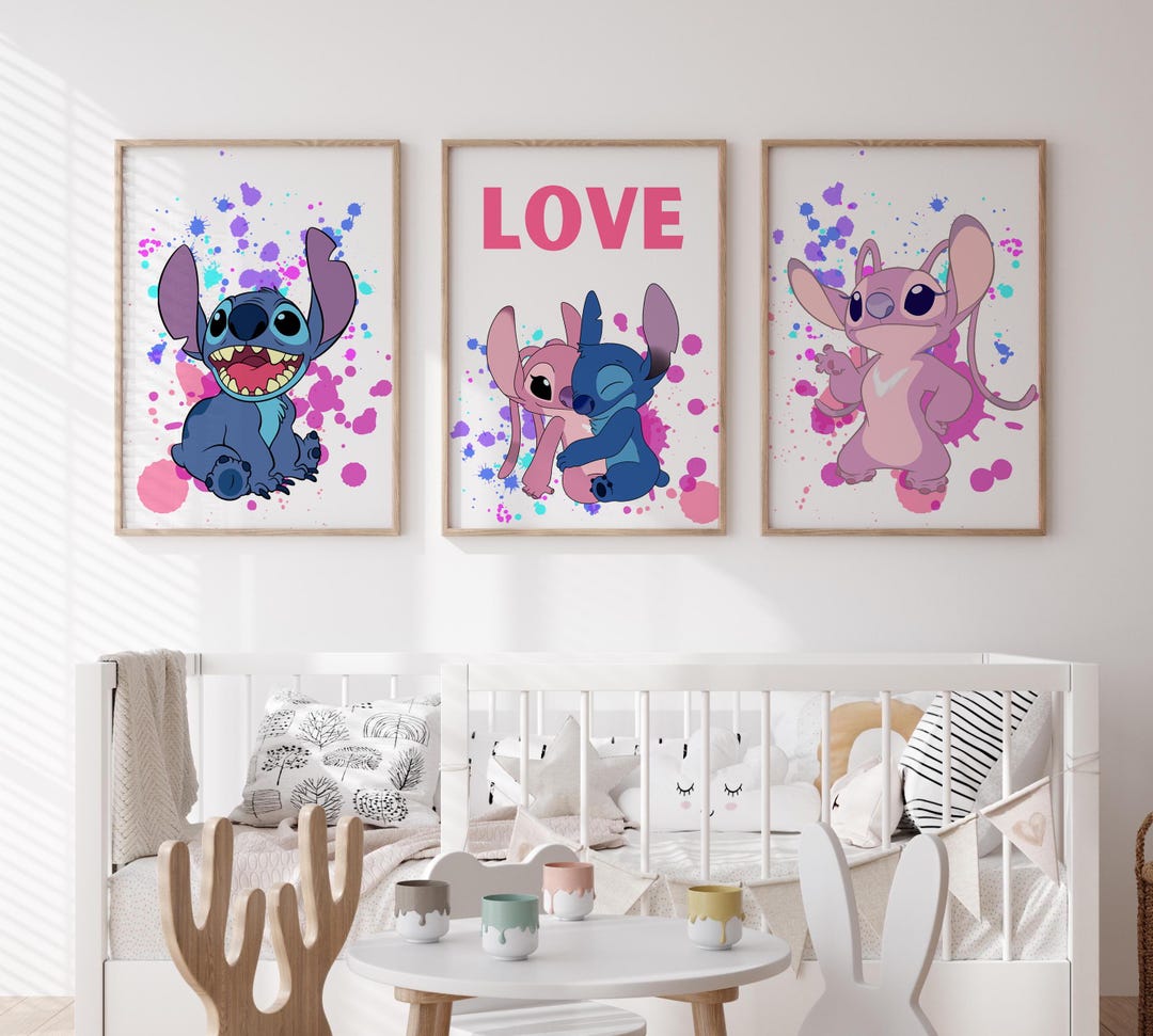 Lilo & Stitch Nursery Wall Art Set | Fun and Colorful 3-piece Prints ...