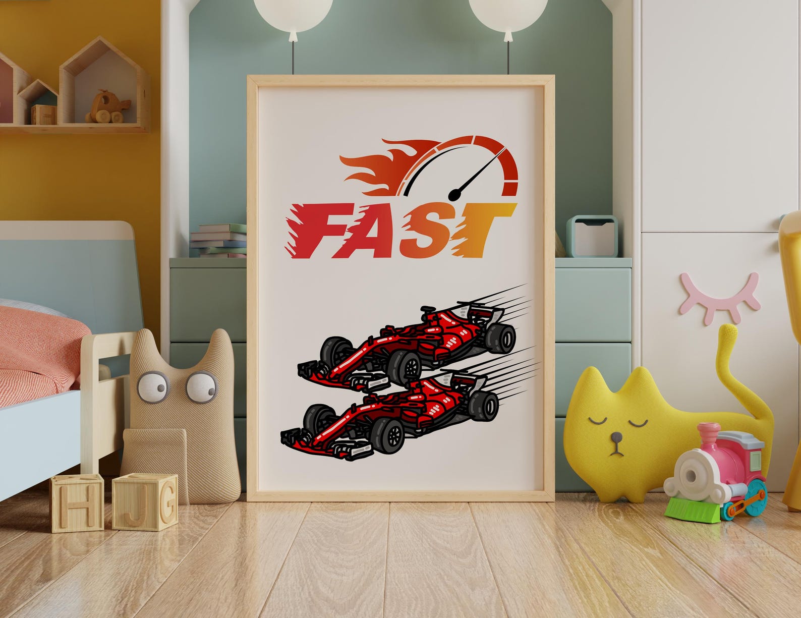 Formula 1 Wall Art for Boys Room, Personalized F1 Racing Car Prints ...