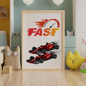 Formula 1 Wall Art for Boys Room, Personalized F1 Racing Car Prints ...