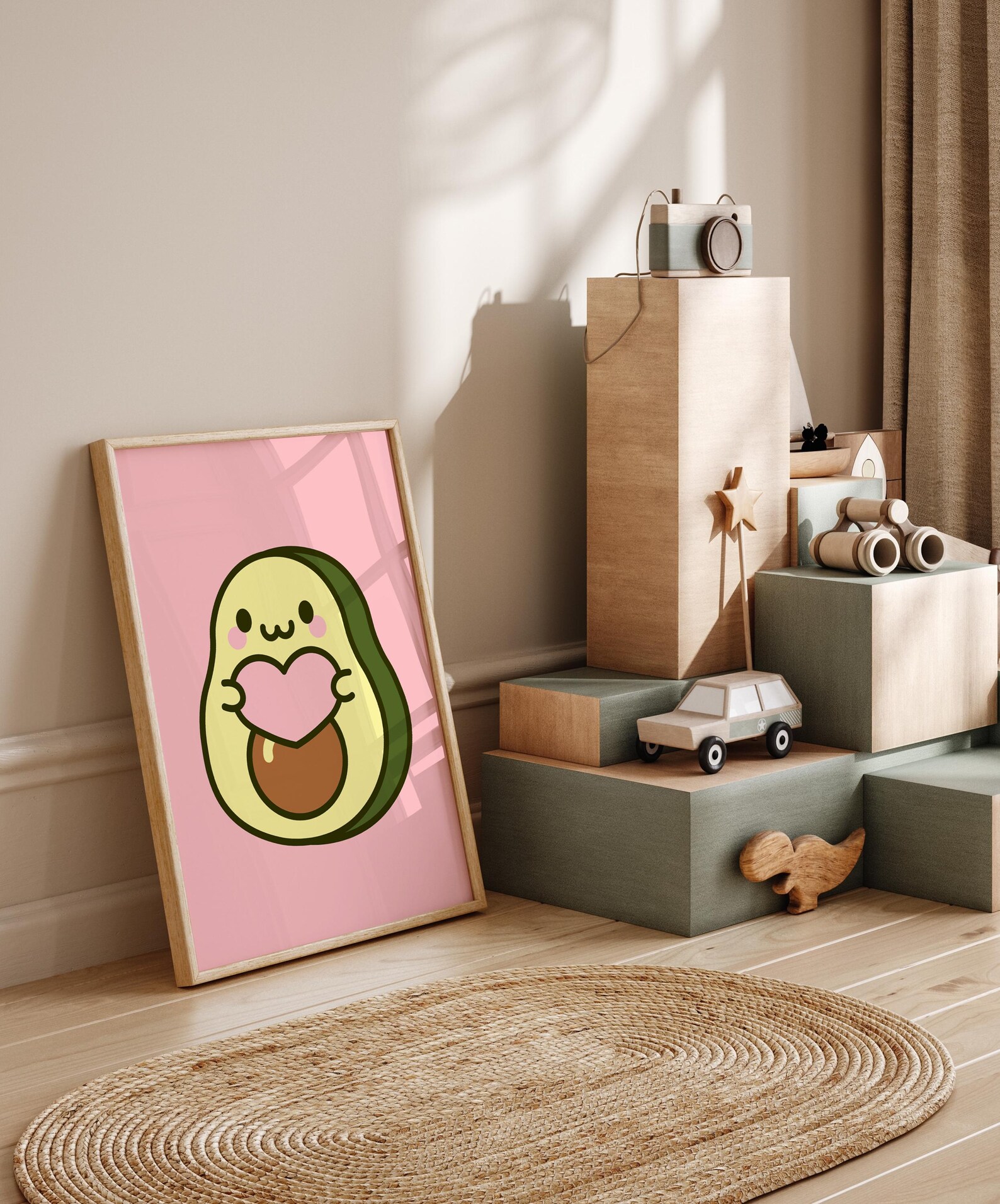 Cute Avocado Nursery Wall Art for Girls, Custom Name Print Set of 3 ...