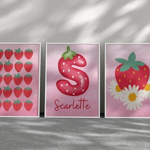 Personalized Strawberry Nursery Decor, Custom Name Strawberry Nursery ...