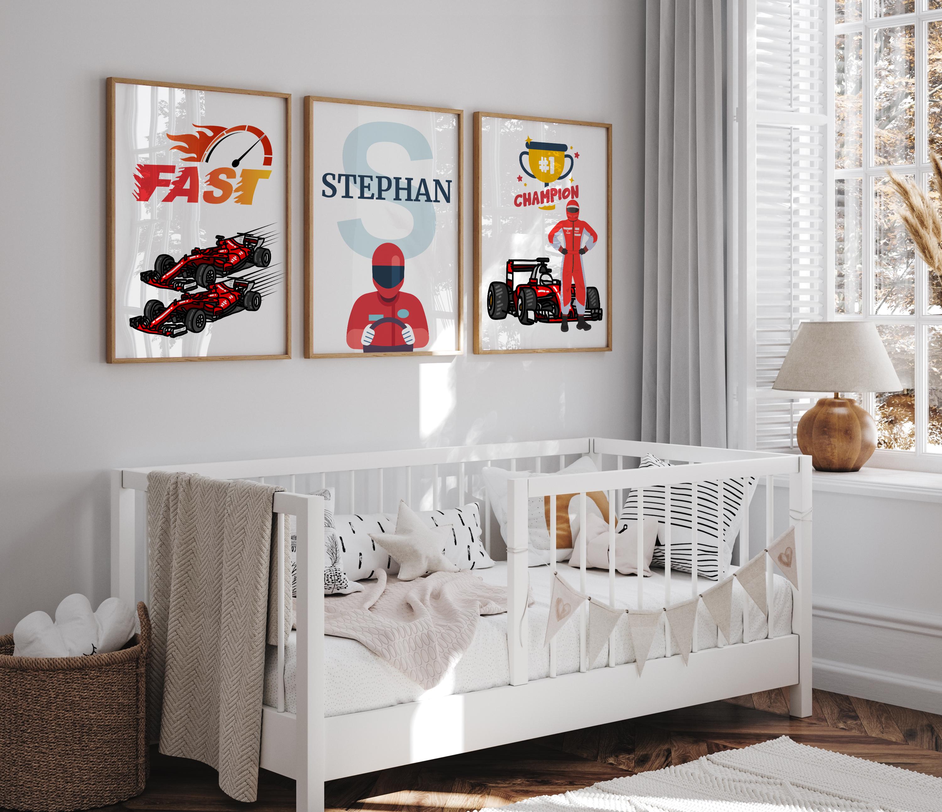 Formula 1 Wall Art for Boys Room, Personalized F1 Racing Car Prints ...