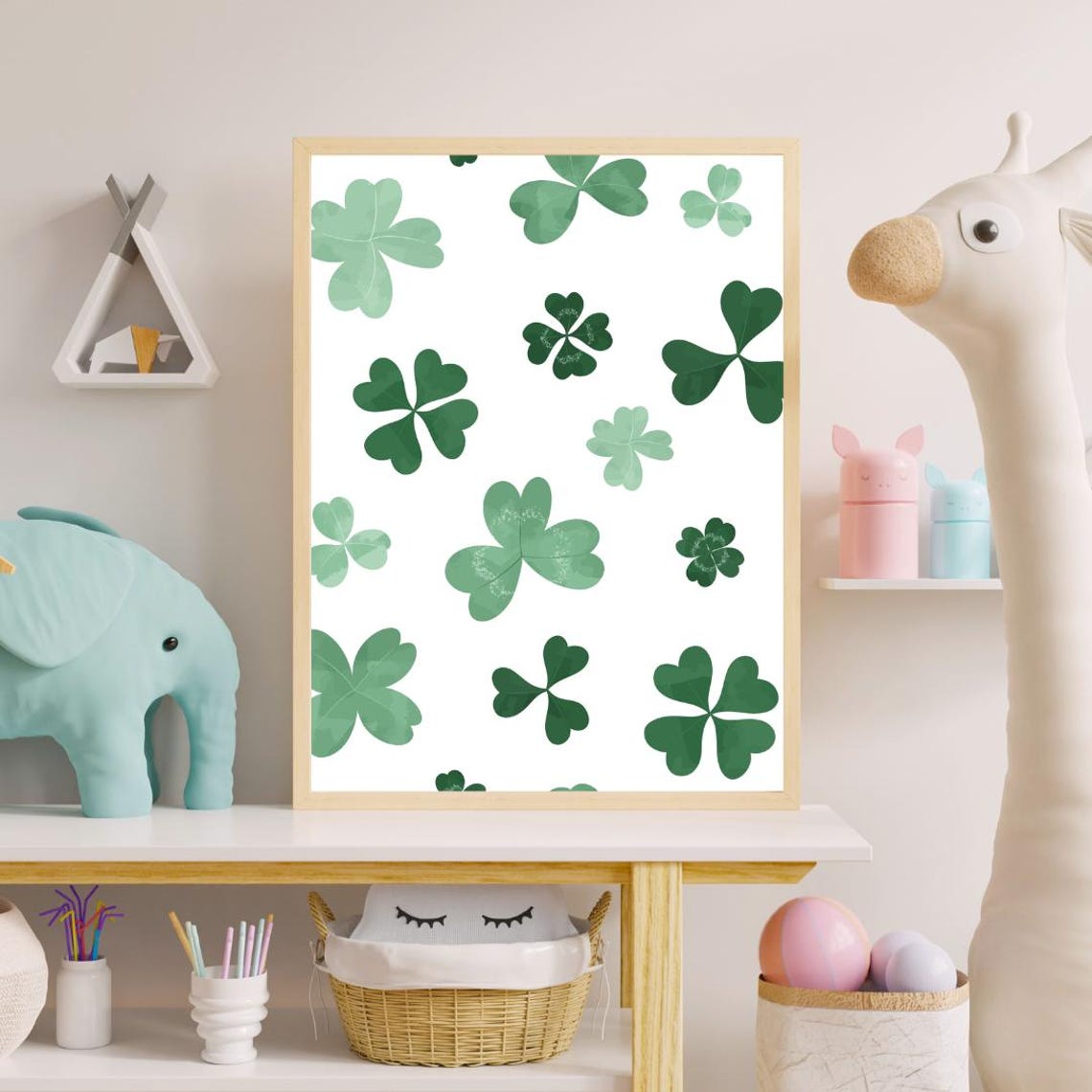 Personalized 4-leaf Clover Nursery Wall Art – Green Clover Themed 3 ...