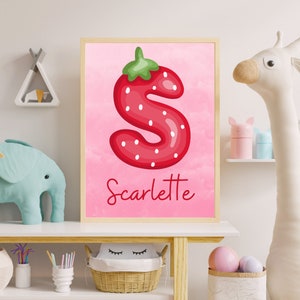 Personalized Strawberry Nursery Decor, Custom Name Strawberry Nursery ...