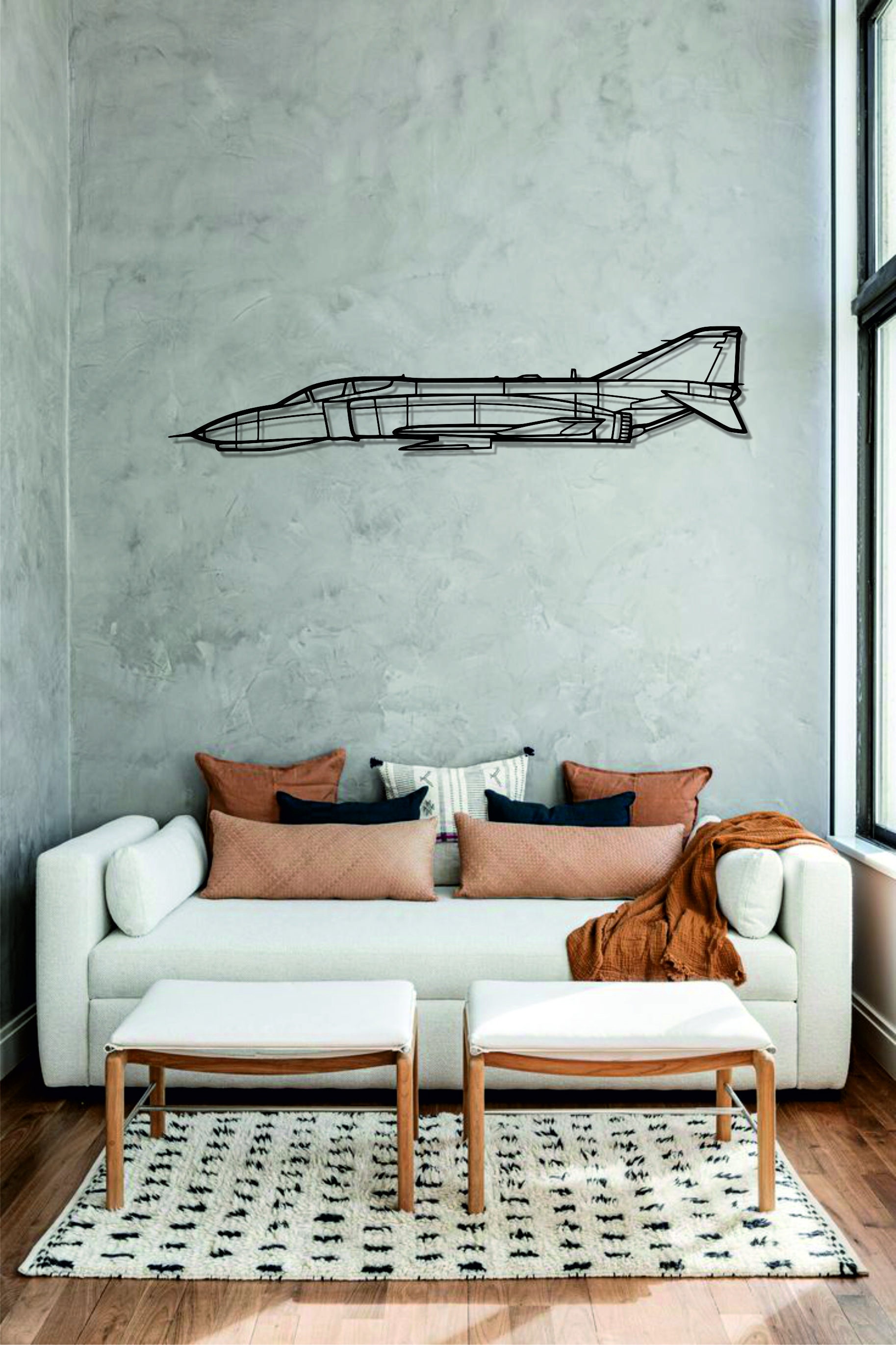 F-4 Phantom Silhouette Metal Wall Art, Aircraft Wall Decor, Metal Wall ...
