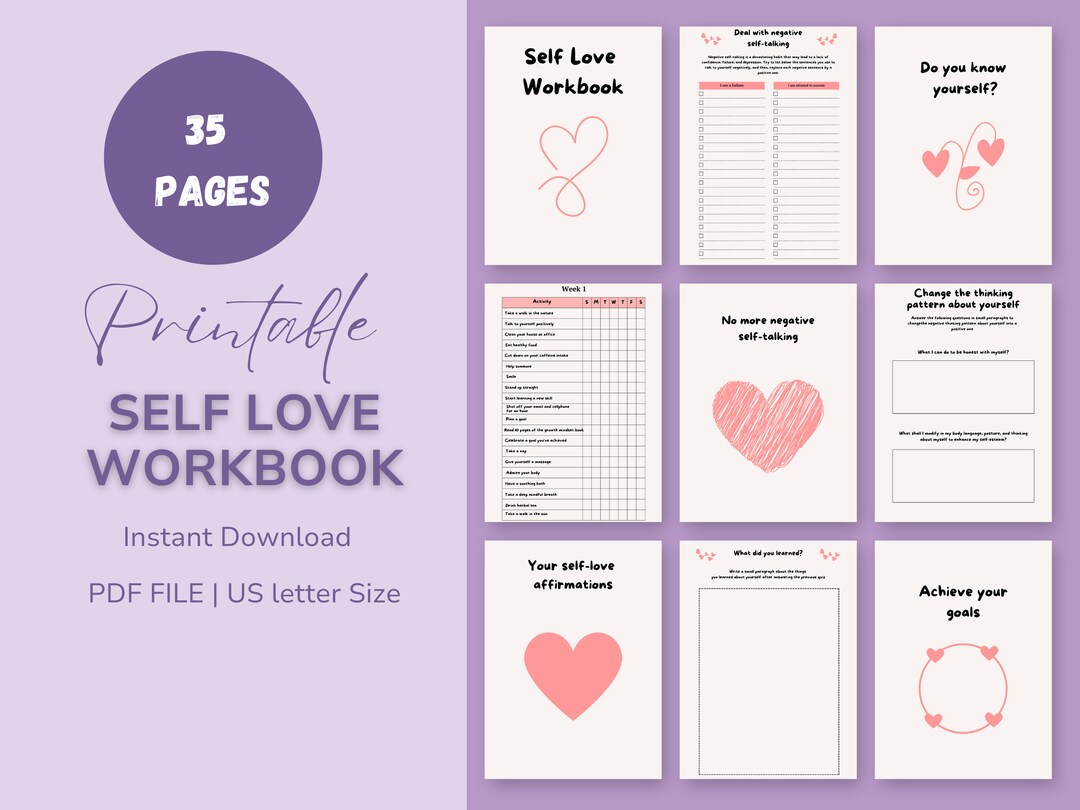 Printable Self Love Workbook Self Love Planner Mental Health - Etsy