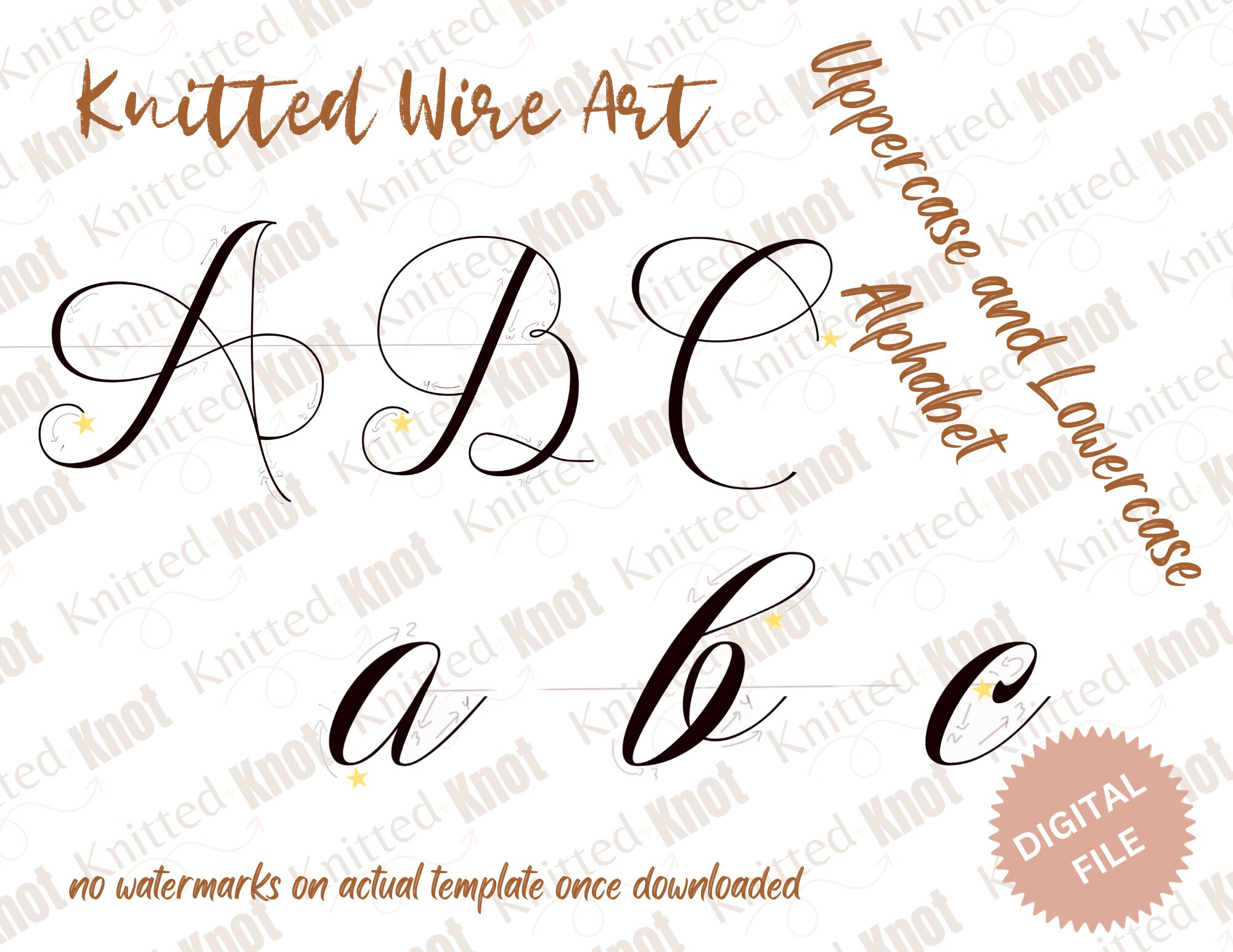 Digital Wire Art Course, Uppercase and Lowercase Alphabet Templates ...