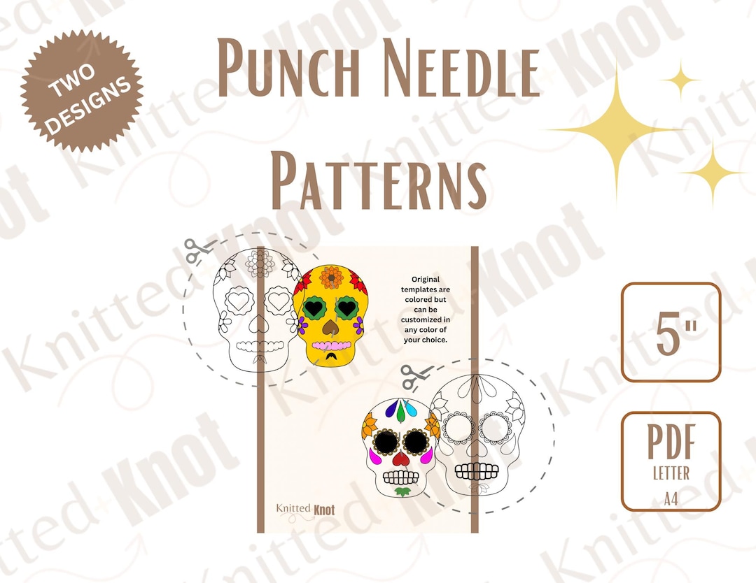 Skull Punch Needle Digital Pattern, Mug Rug Decor Design, Catrina Day ...